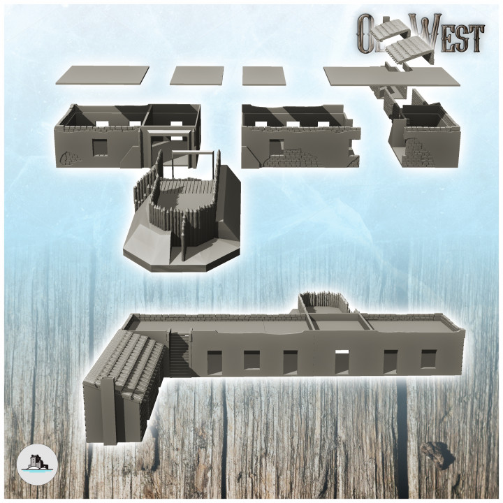 3D Printable Entrance to the Alamo Fort with houses and fortification ...