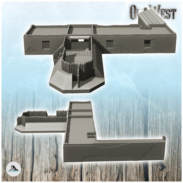 3D Printable Entrance to the Alamo Fort with houses and fortification ...