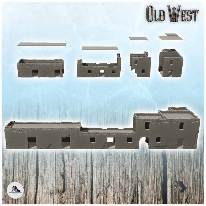 3D Printable Western buildings of the Alamo Fort with flat roofs (2 ...