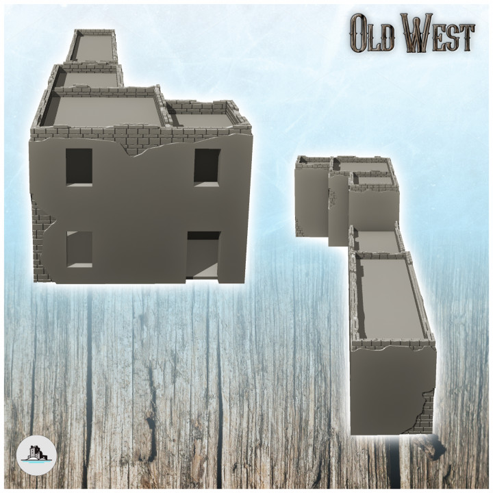 3D Printable Western buildings of the Alamo Fort with flat roofs (2 ...
