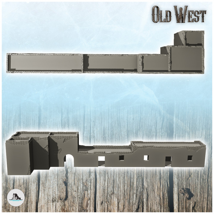 3D Printable Western buildings of the Alamo Fort with flat roofs (2 ...