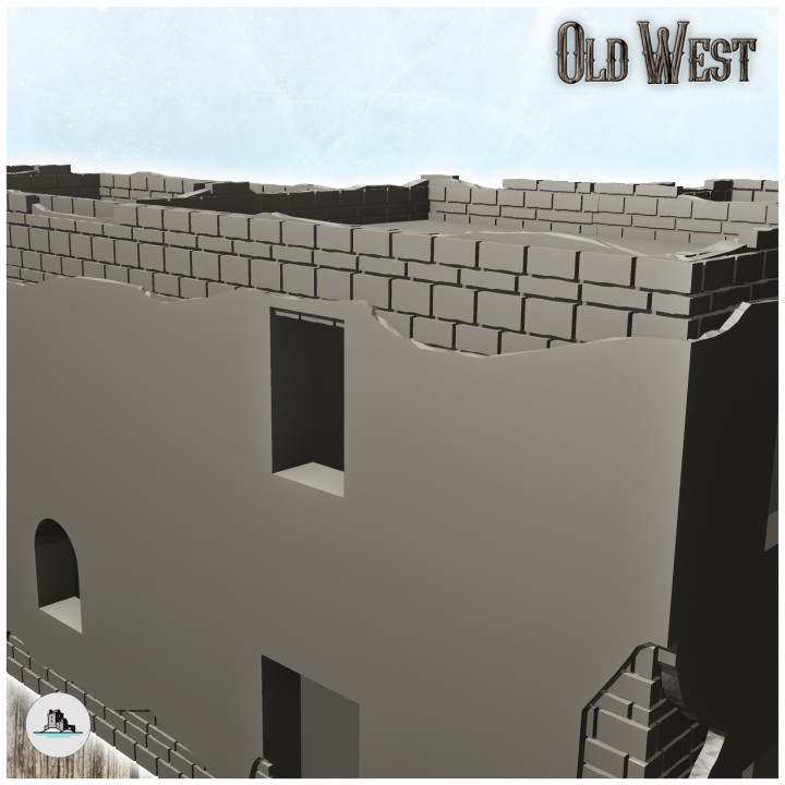 3D Printable Western buildings of the Alamo Fort with flat roofs (2 ...