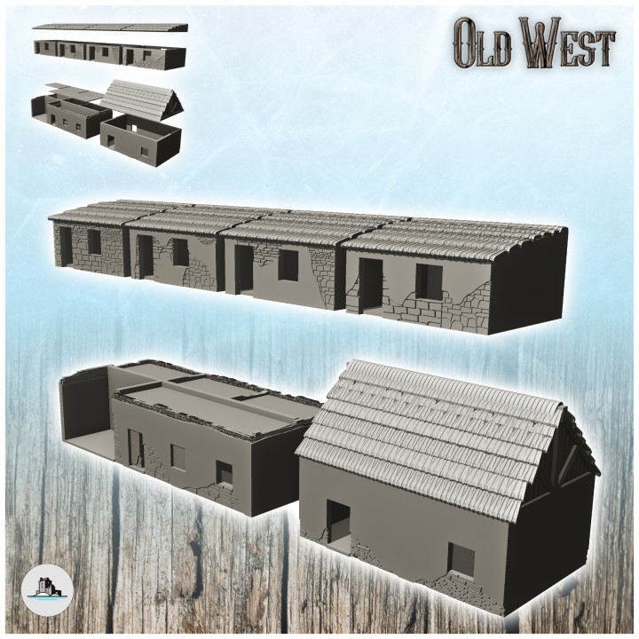 3D Printable Set of western buildings of the Alamo Fort (3) - USA ...