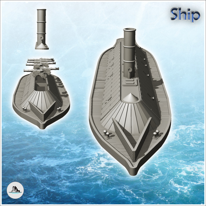 3D Printable CSS Virginia Merrimack 1862 ironclad warship (2) - USA ...