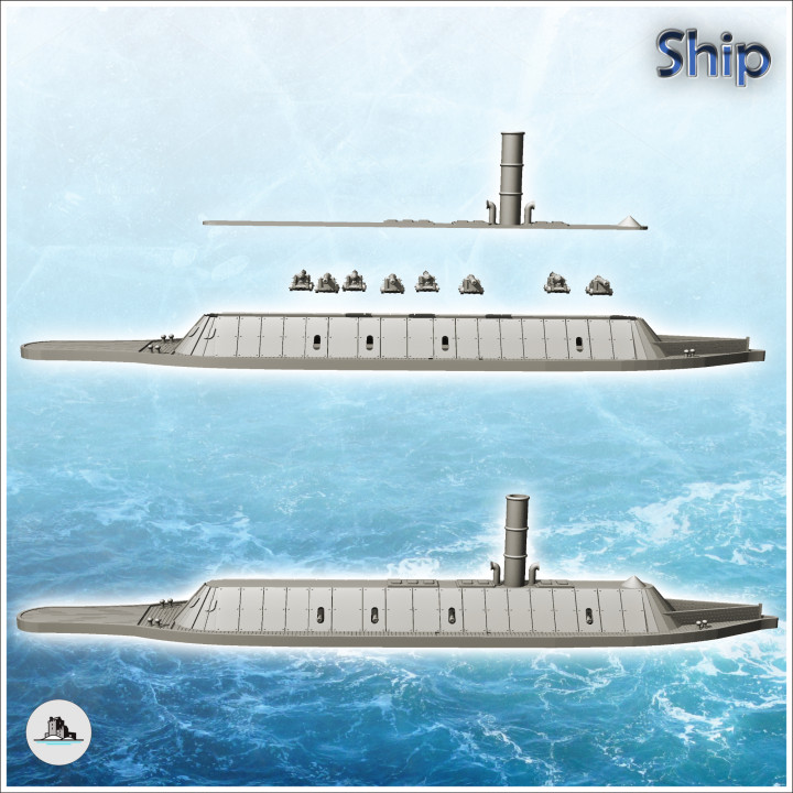 3D Printable CSS Virginia Merrimack 1862 ironclad warship (2) - USA ...