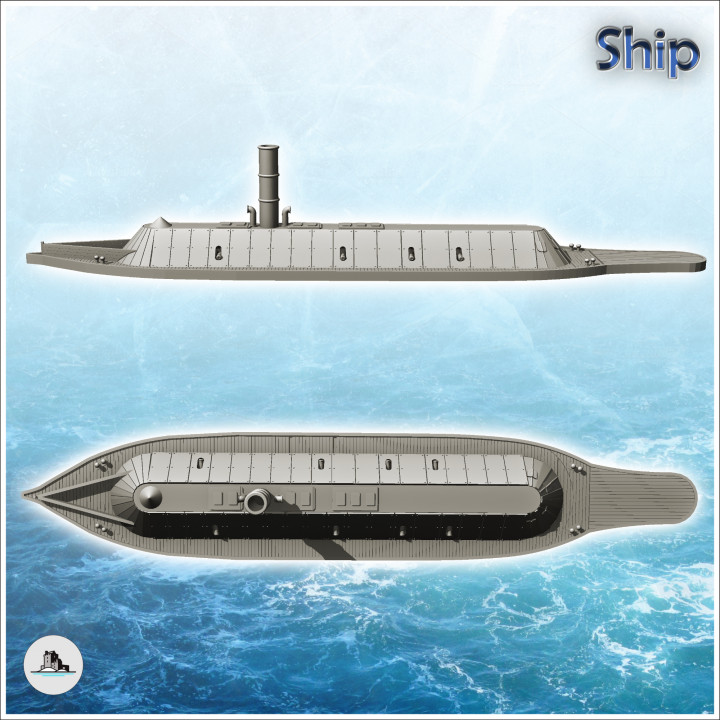 3D Printable CSS Virginia Merrimack 1862 ironclad warship (2) - USA ...