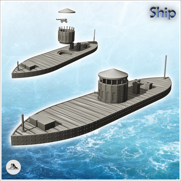 3D Printable USS Monitor 1862 ironclad warship (3) - USA America ACW ... 3D Printable USS Monitor 1862 ironclad warship (3) - USA America ACW ...