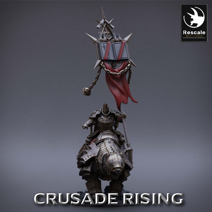 3D Printable Templar Bear Banner Point by Rescale Miniatures