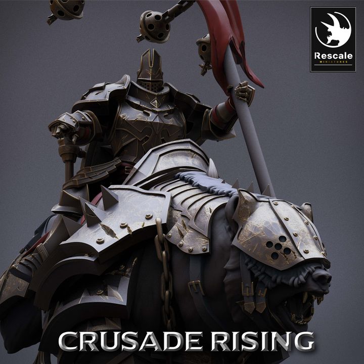 3D Printable Templar Bear Banner Point by Rescale Miniatures