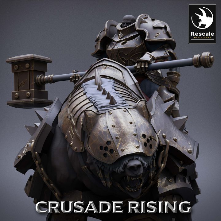 3D Printable Templar Bear Hammer Stand by Rescale Miniatures