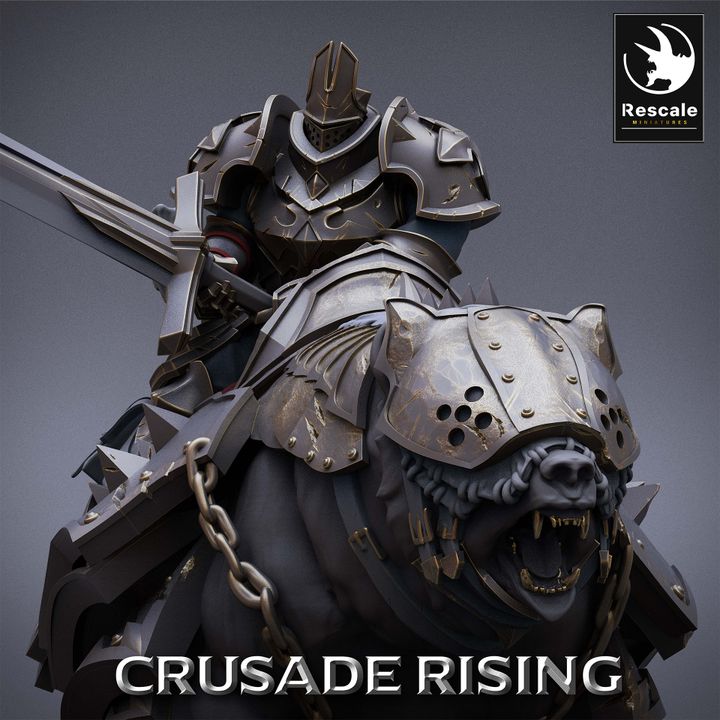 3D Printable Templar Bear Sword Charge by Rescale Miniatures