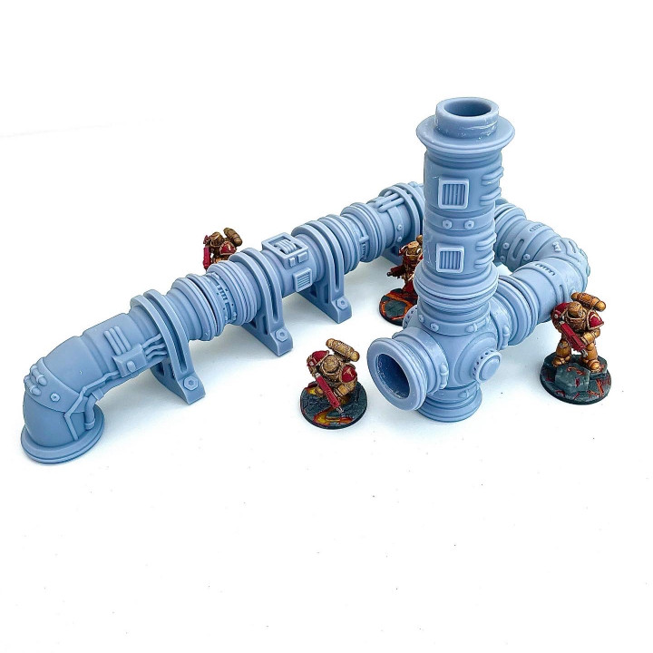 3D Printable Modular Industrial Pipe Set by Custom Miniature Maker