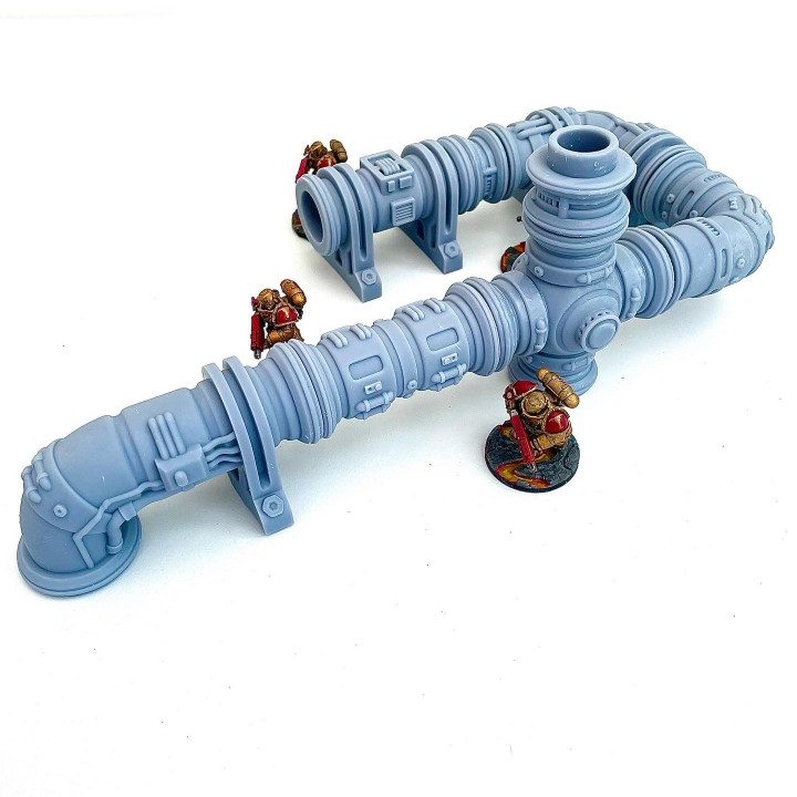 3D Printable Modular Industrial Pipe Set by Custom Miniature Maker