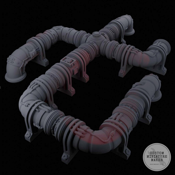 3D Printable Modular Industrial Pipe Set by Custom Miniature Maker