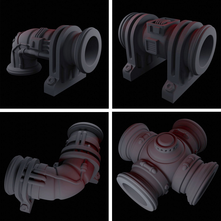 3D Printable Modular Industrial Pipe Set by Custom Miniature Maker