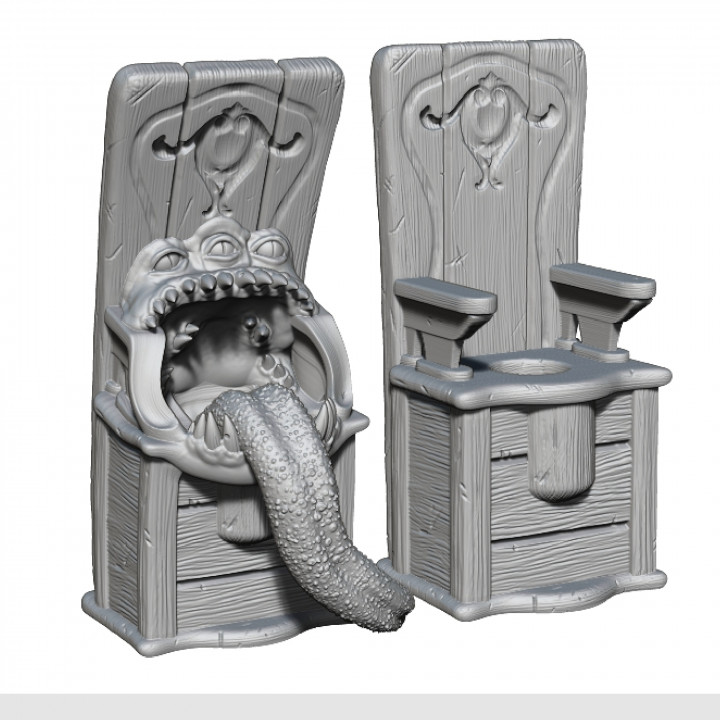 3D Printable Castle Toilet Mimic and Castle Toilet by August McDaniel
