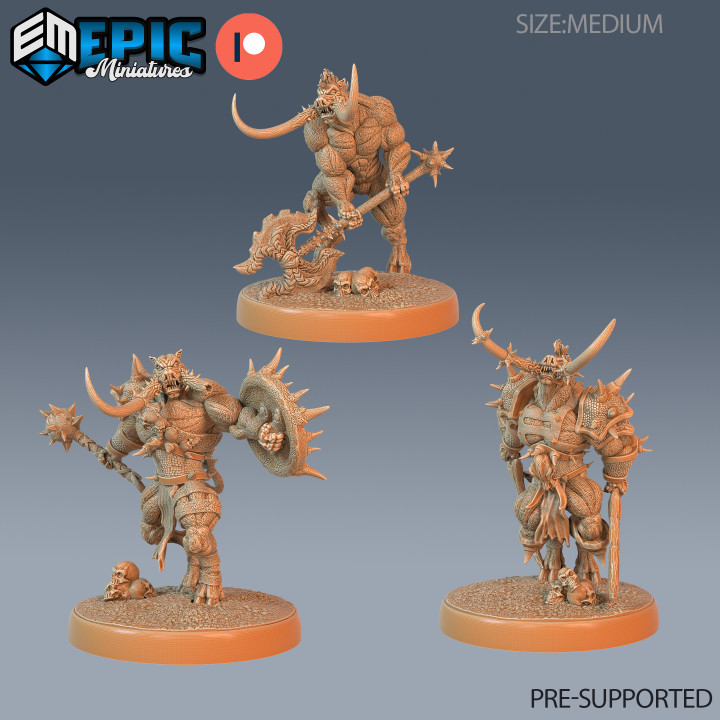 3D Printable Wereboar Set / Man Boar Hybrid / Evil Horned Humanoid ...