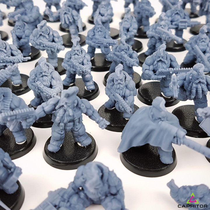 3D Print of "Tactical Space Dwarf Army - All 10 Squads + Extras ...
