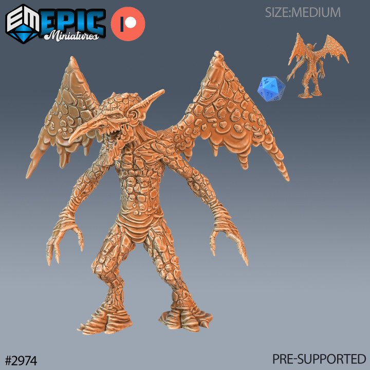 3D Printable Magma Mephit Set / Devil Imp / Winged Evil Humanoid / Fire ...