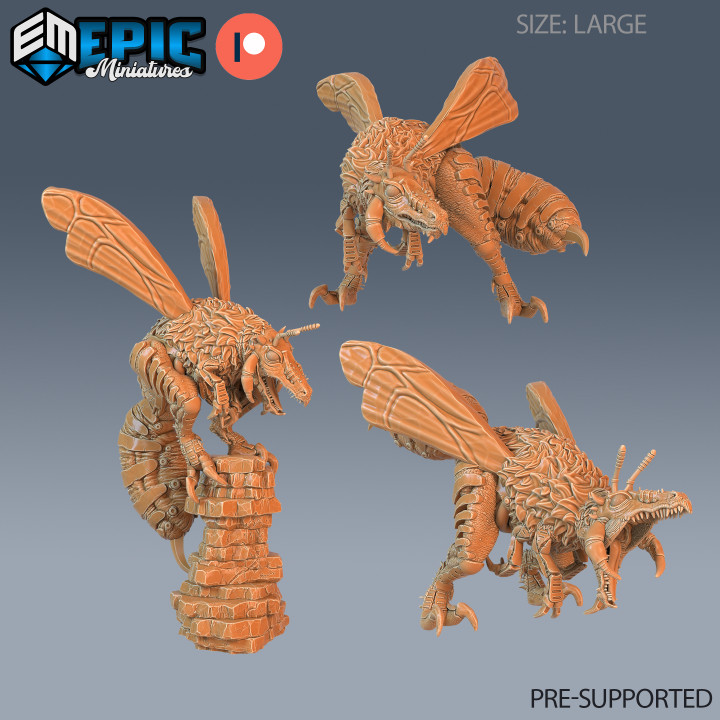 3D Printable B-Rex Set / Bee T-Rex Dino Hybrid / Winged Dinosaur ...