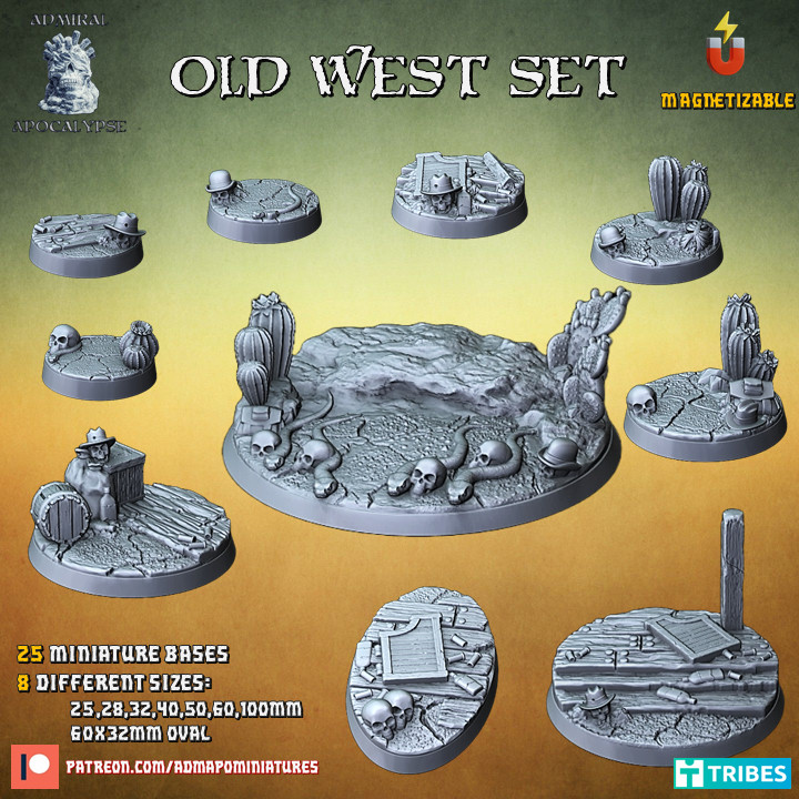 3D Printable Old West Bases & Toppers (pre-supported) by Admiral Apocalypse