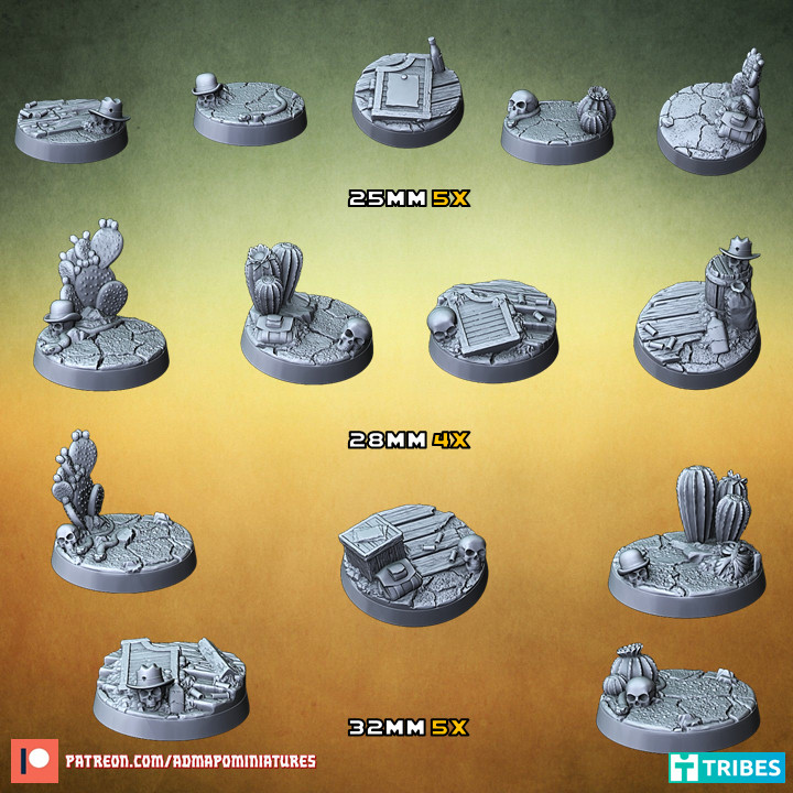 3D Printable Old West Bases & Toppers (pre-supported) by Admiral Apocalypse