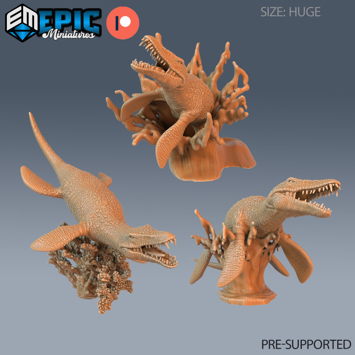 3D Printable Liopleurodon Set / Sea Dinosaur / Huge Pliosaurus / Water ...