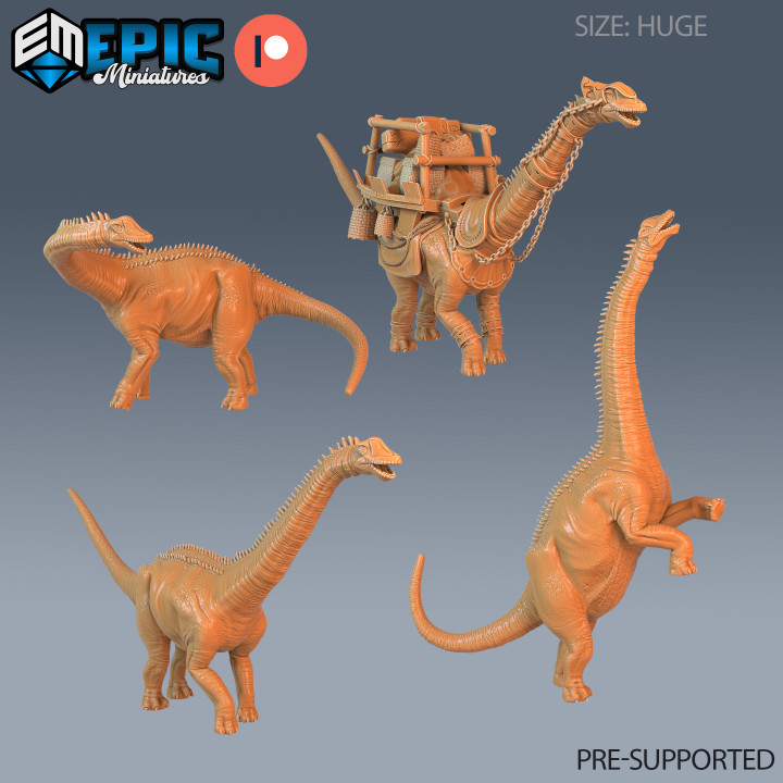 3D Printable Brontosaurus Gathering Set / Long Neck Dinosaur / Ancient ...
