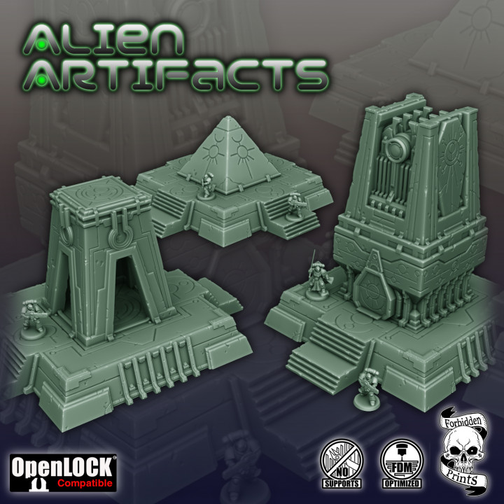 3D Printable Alien Artifacts - Temple Set by Forbidden Prints