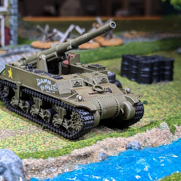 3D Printable M12 Gun Motor Carriage 155mm (USA, WW2, D-Day) by Wargame3d