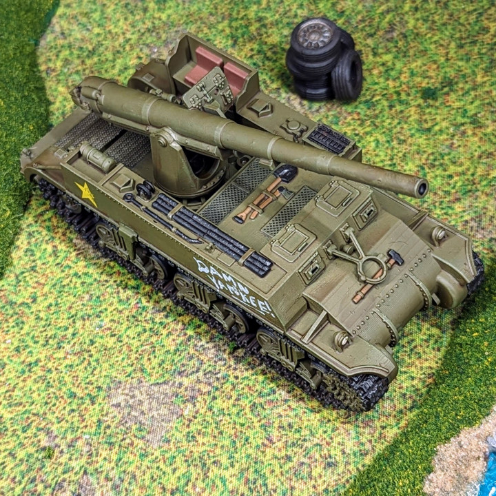 3D Printable M12 Gun Motor Carriage 155mm (USA, WW2, D-Day) by Wargame3d