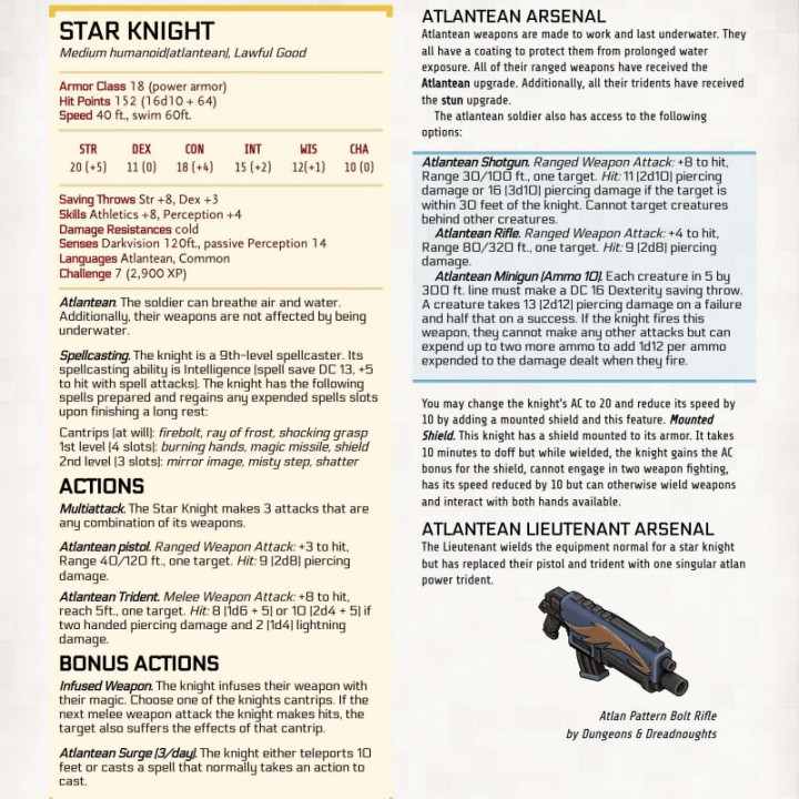 3D Printable Atlantean Star Knight Legion - 5e Stats by Dungeons and ...
