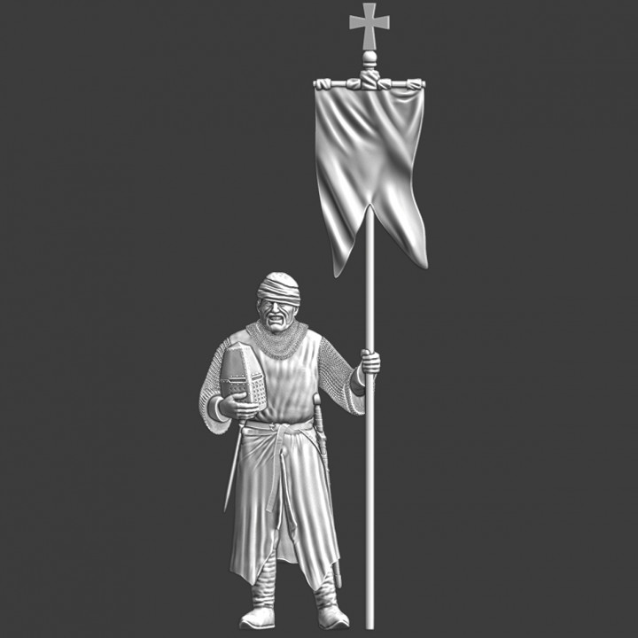 3D Printable Wounded brother Knight with banner by Northern Crusades ...