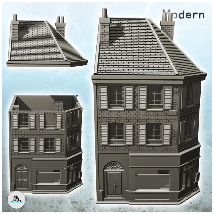 3D Printable Corner building of a bistro (France) - World War Two ...