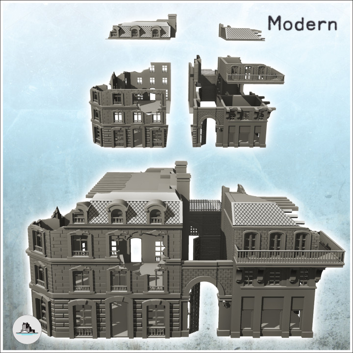 3D Printable Urban block building with portal (ruined version) (19 ...