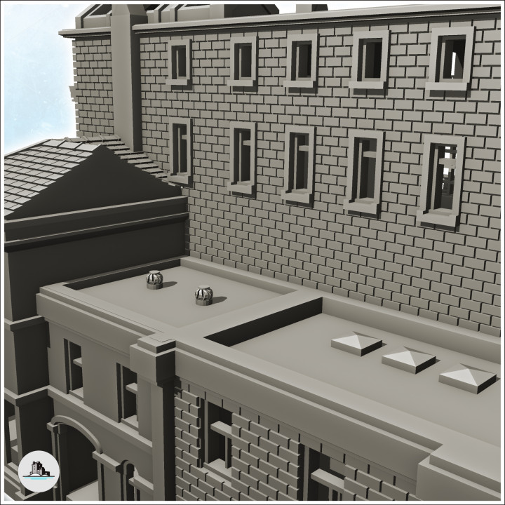 3D Printable Group of European multi-storey buildings (intact version ...