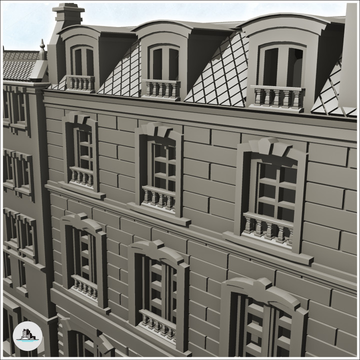 3D Printable Group of European multi-storey buildings (intact version ...