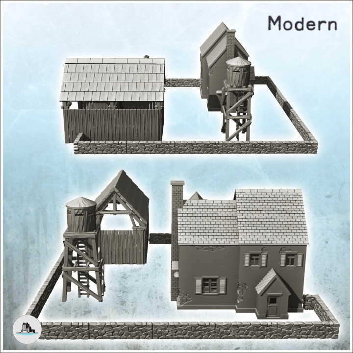 3D Printable Farmhouse with cistern and underground bunker (23) - World ...