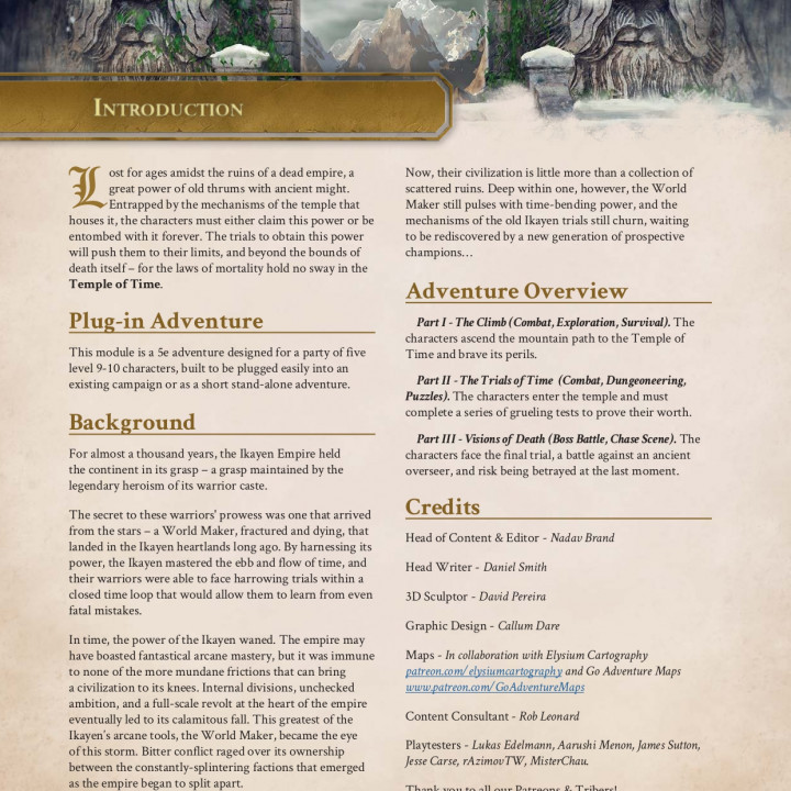 3D Printable PDF - Temple of Time (5e Adventure) by Mammoth Factory