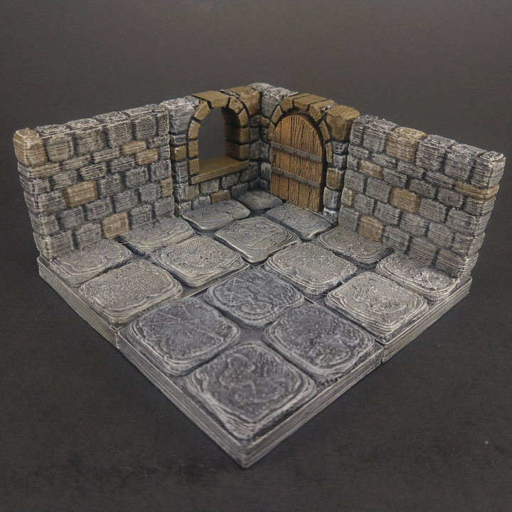 3D Printable Dungeon Stone - Wall on Tile: Corners (Full Set) by Devon ...