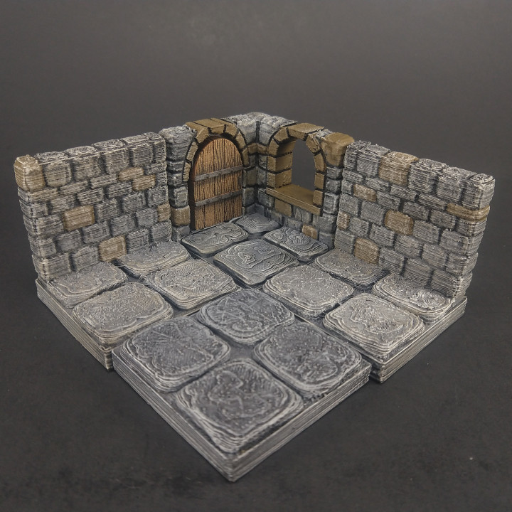3D Printable Dungeon Stone - Wall on Tile: Corners (Full Set) by Devon ...