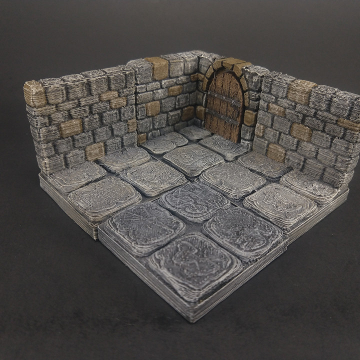 3D Printable Dungeon Stone - Wall on Tile: Corners (Full Set) by Devon ...