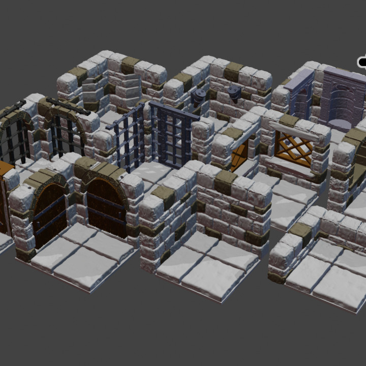 3D Printable Dungeon Stone - Wall on Tile: Corners (Full Set) by Devon ...