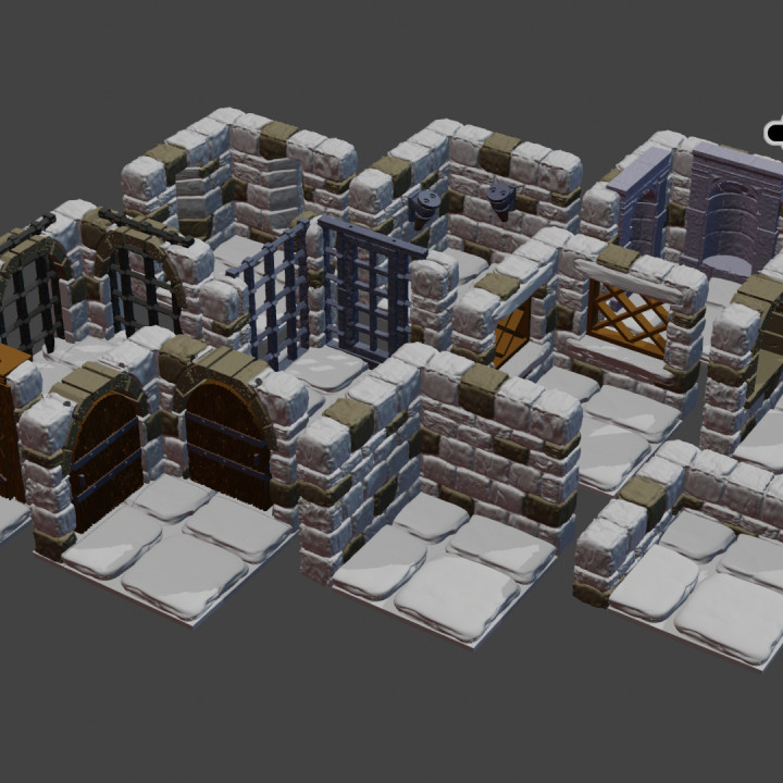 3D Printable Dungeon Stone - Wall on Tile: Corners (Full Set) by Devon ...