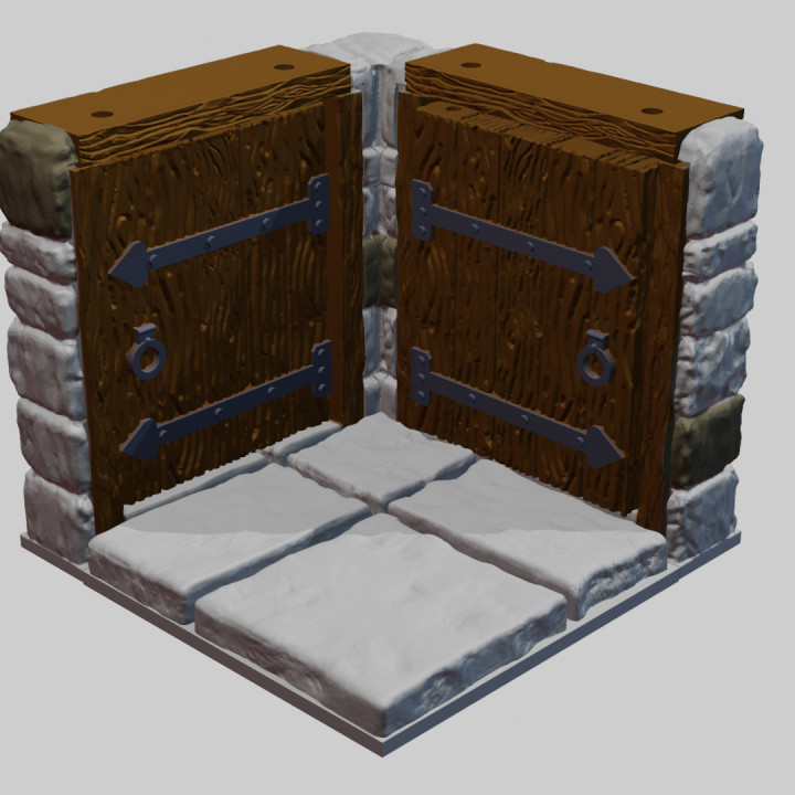 3D Printable Dungeon Stone - Wall on Tile: Corners (Full Set) by Devon ...