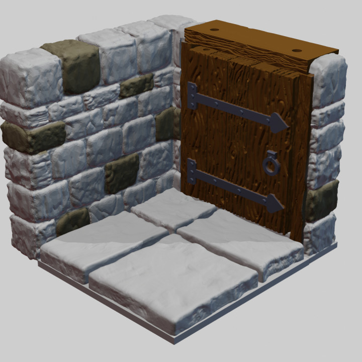 3D Printable Dungeon Stone - Wall on Tile: Corners (Full Set) by Devon ...