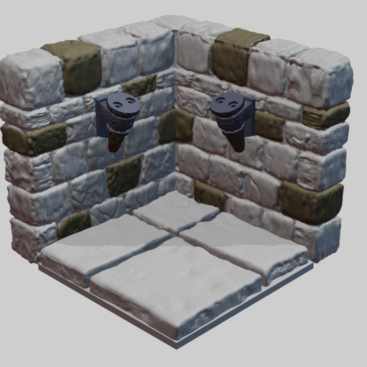3D Printable Dungeon Stone - Wall on Tile: Corners (Full Set) by Devon ...