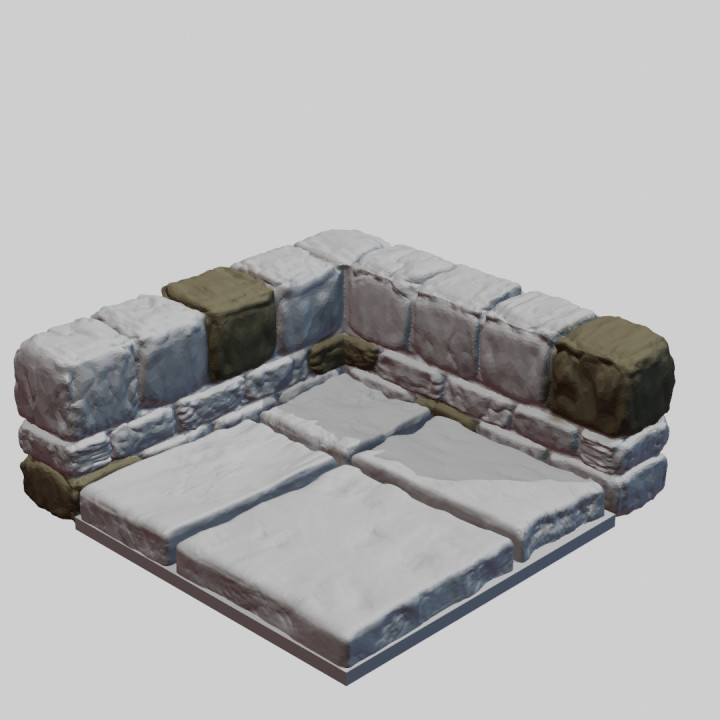 3D Printable Dungeon Stone - Wall on Tile: Corners (Full Set) by Devon ...
