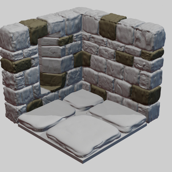 3D Printable Dungeon Stone - Wall on Tile: Corners (Full Set) by Devon ...