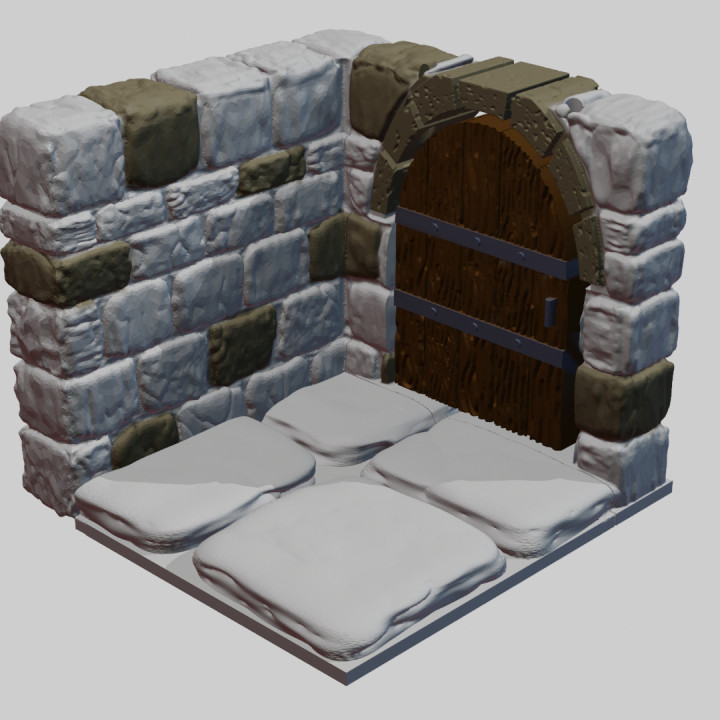 3D Printable Dungeon Stone - Wall on Tile: Corners (Full Set) by Devon ...